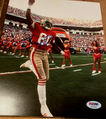 JERRY RICE 49E R'S GREAT AUTOGRAPHED 8X10 AND AUTH. BY PSA SUPERBOWL ...