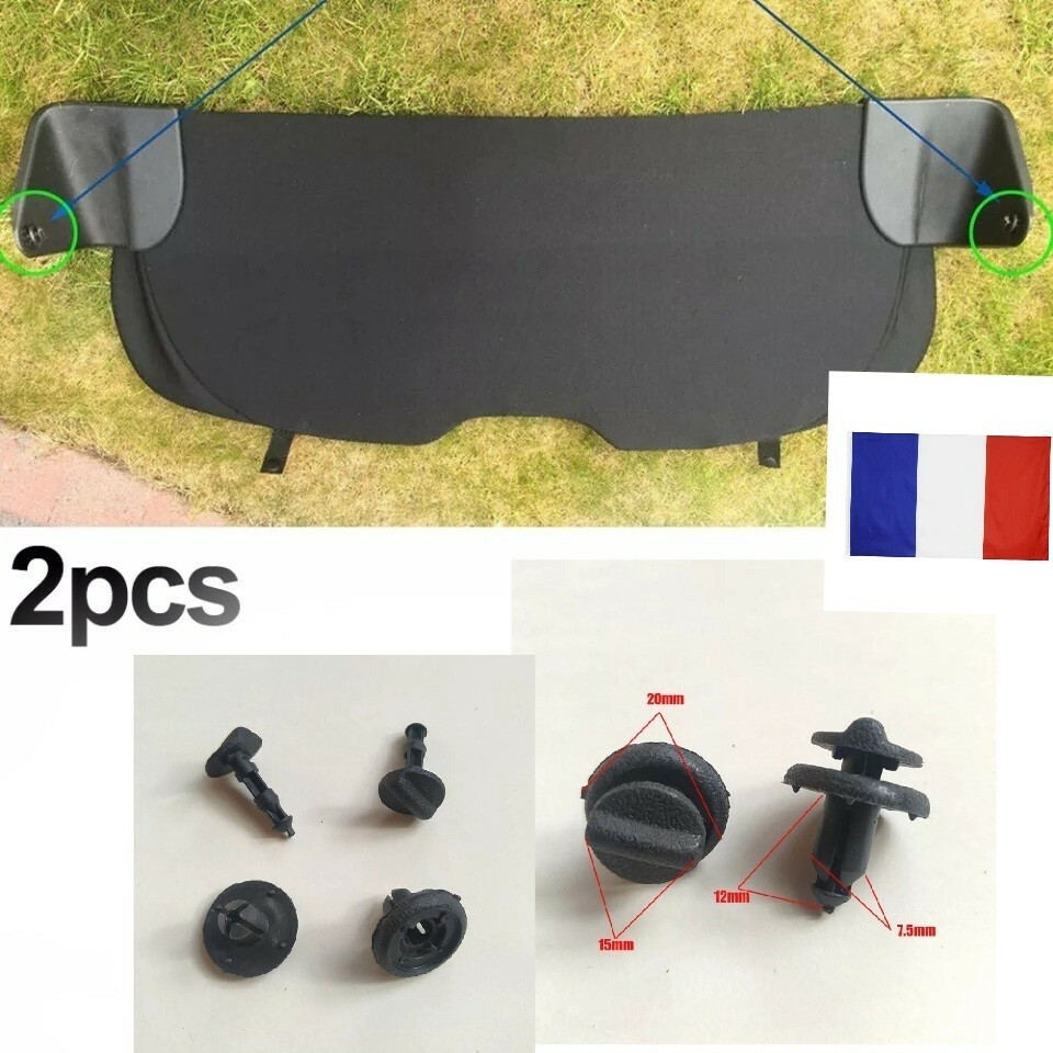 Clip Plage Arriere fixation reparation crochet support NOIR x2 Nissan ...