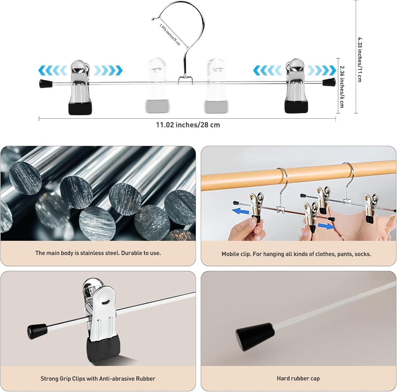 20/40 PCS Metal Clip Hangers Stainless Steel Non-Slip Trouser Skirt ...