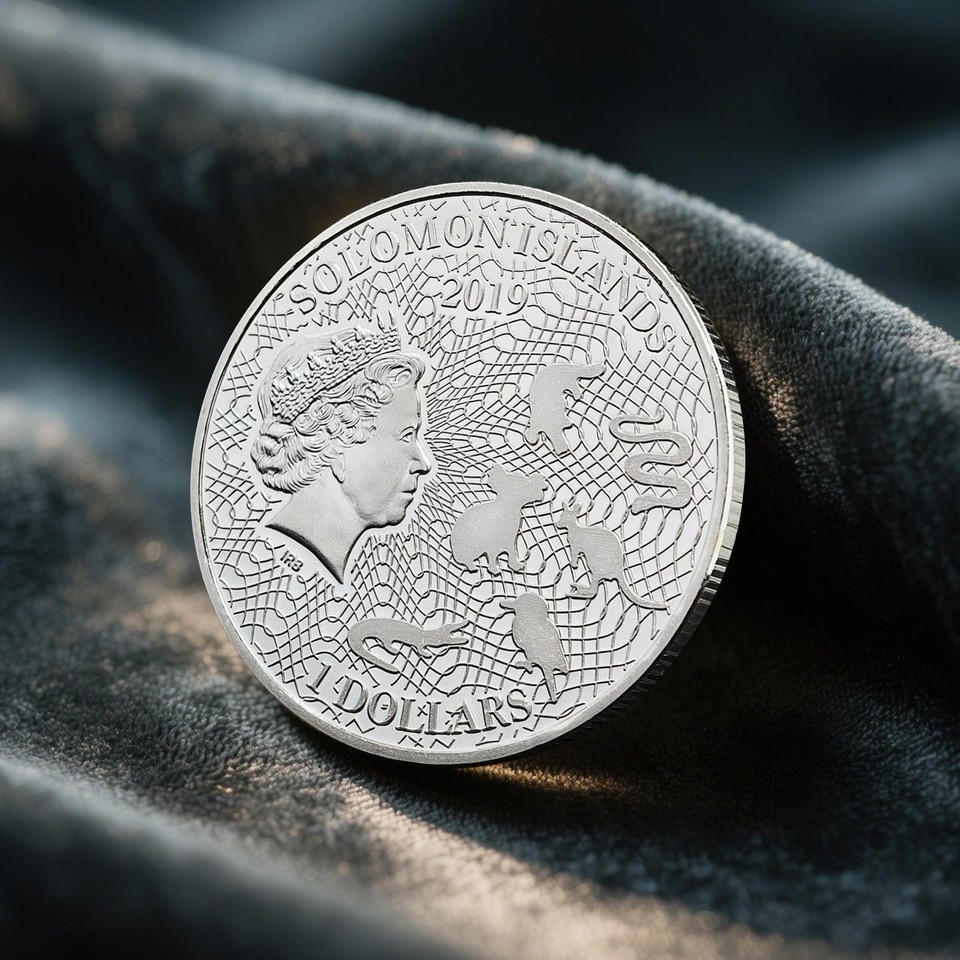 Saltwater Crocodile Coin 1 oz AG .999 Fine Silver Coin 2019 Solomon ...