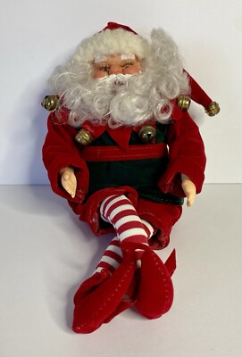 Vintage Shelf Sitter SANTA CLAUS Bendable Figure Christmas Decor 16" | eBay