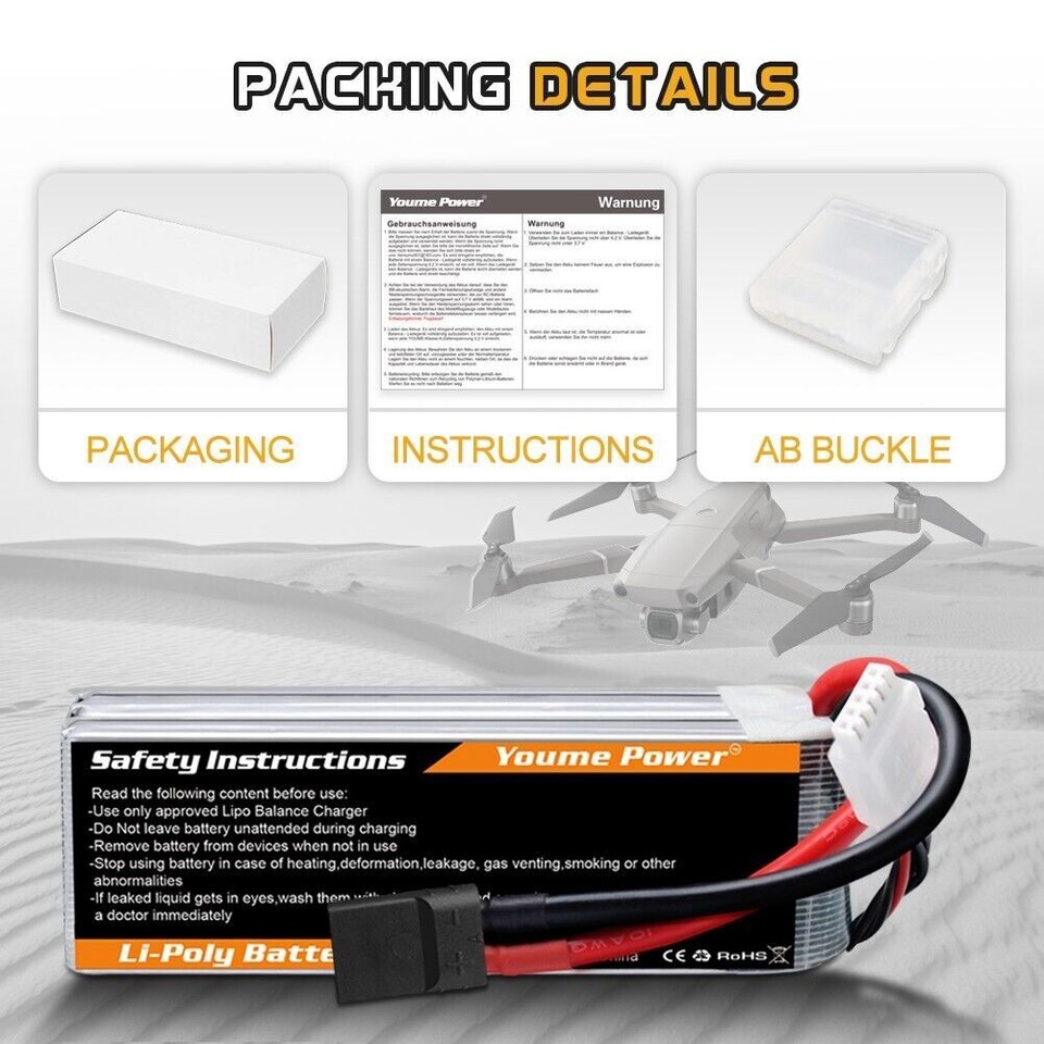 2pcs 14.8V 4S 4500mAh Lipo Battery for RC Tr Car Truck Drone Helicopter ...