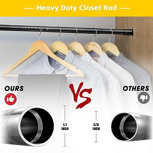 Closet Rod, 17 to 55 Inch Adjustable Closet Rods for Hanging Clothes ...