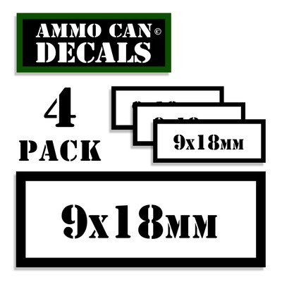 9x18mm Ammo Can Labels Rifle Pistol Ammunition stickers decal 4 pack WT ...