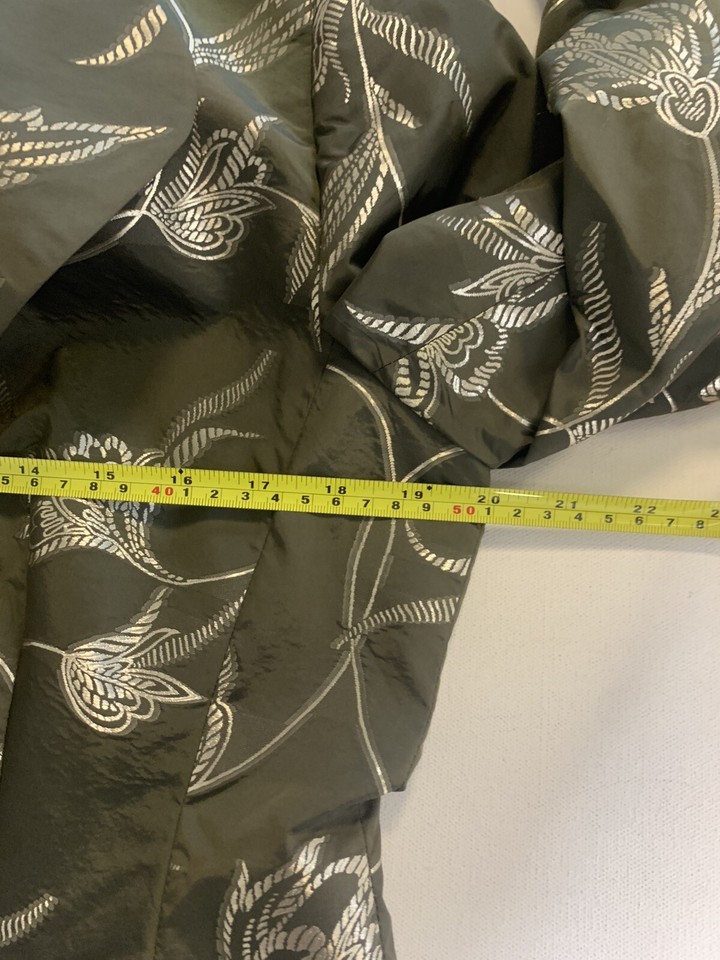 BASLER BLAZER JACKET 14 DARK GREEN SILVER Floral Shirring Button Up ...