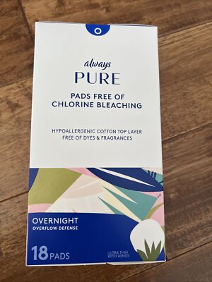 Always Pure Pads Chlorine Free Cotton Top Layer 18 Ct Overnight | eBay