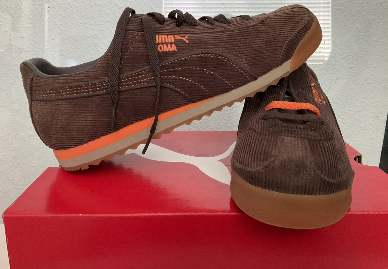 BRAND NEW Puma Roma Brown With Orange Corduroy 345549 03 Men’s Size 9.5 ...
