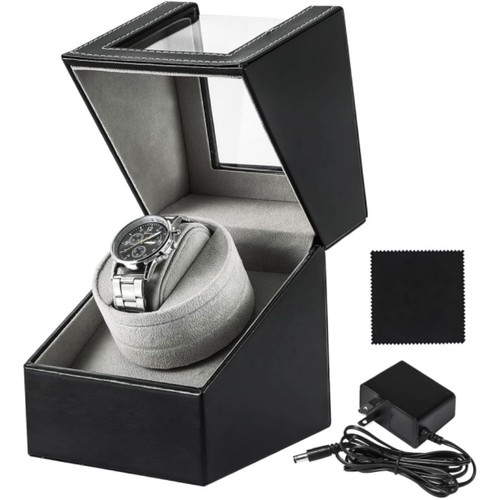 Automatic Rotation Single Watch Winder Box Leather Storage Display Case ...