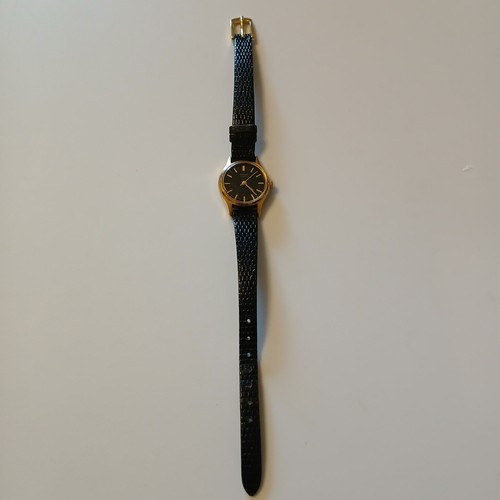 Vtg Pulsar Watch Women Black Round Dial 21mm Gold Tone V811-0980 ...
