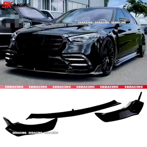 Fits 20-24 Mercedes Benz W223 S500 S580 3PCS Black Front Bumper Lip Kit ...