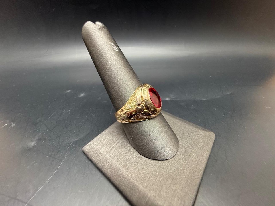 Antique 10kt Gold Ruby Military Ring | eBay