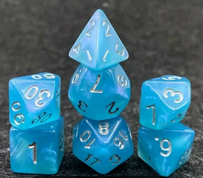 7pcs Set of Acrylic Polyhedral Dice Single Color Glittering Aurora ...
