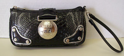 XOXO Snake Python Print Black & Gray Wristlet Clutch Handbag Purse ...