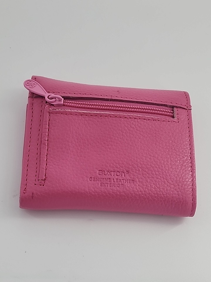 VTG BUXTON PINK CARDEX GENUINE LEATHER SMALL WALLET SNAP FRONT ZIP BACK ...