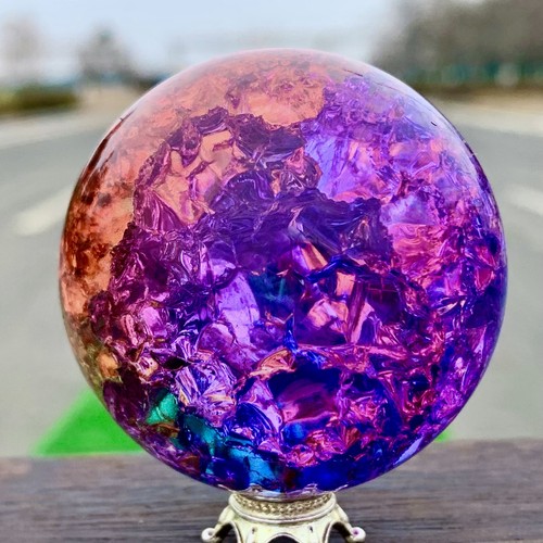 156G Natural Titanium Rainbow Quartz sphere Crystal ball Healing | eBay