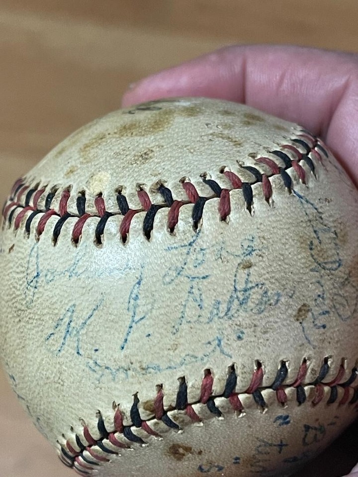 "Kid" Elberfeld 1938 autographed baseball Fulton Eagles D Kitty league ...