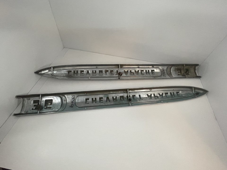 1959 Chevy 3600 Apache Pickup Truck Fender Emblems Trim Badge Molding ...
