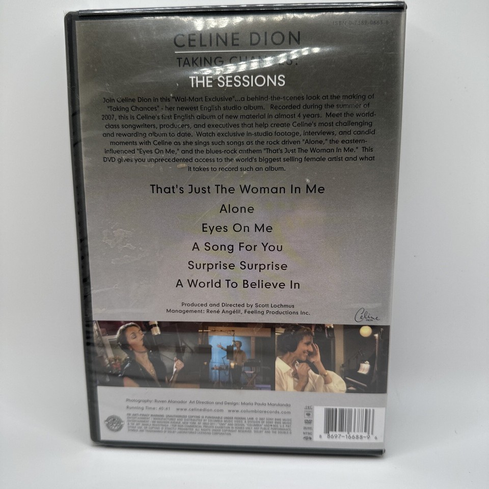 Celine Dion Taking Chances: The Sessions DVD 2007 Behind the Scenes NEW ...