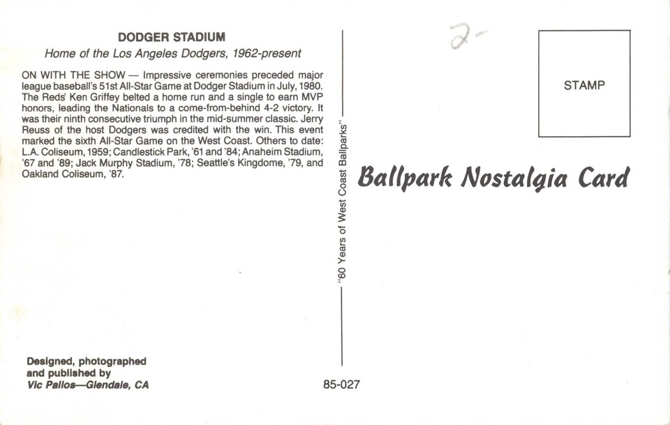 Postcard 1980 Doger Stadium Home of Los Angeles Dodgers Baseball | eBay