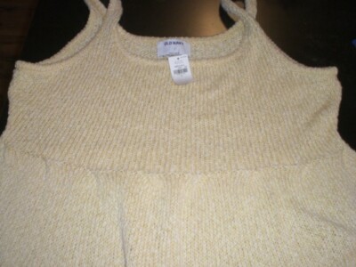 OLD NAVY PALE YELLOW FLOWY PEPLUM TANK TOP SHIRT WOMEN'S LARGE NEW W ...