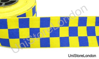 Ribbon Yellow & Blue Diced 40mm Sold by Meter R902 | eBay