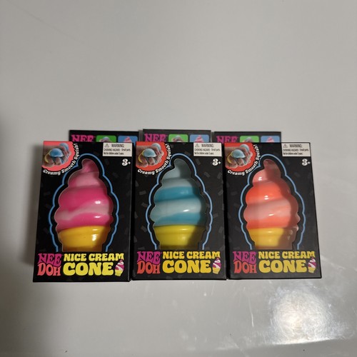 Complete Set Of 3 Nee Doh Nice Cream Cone Limited Edition Pink, Blue ...
