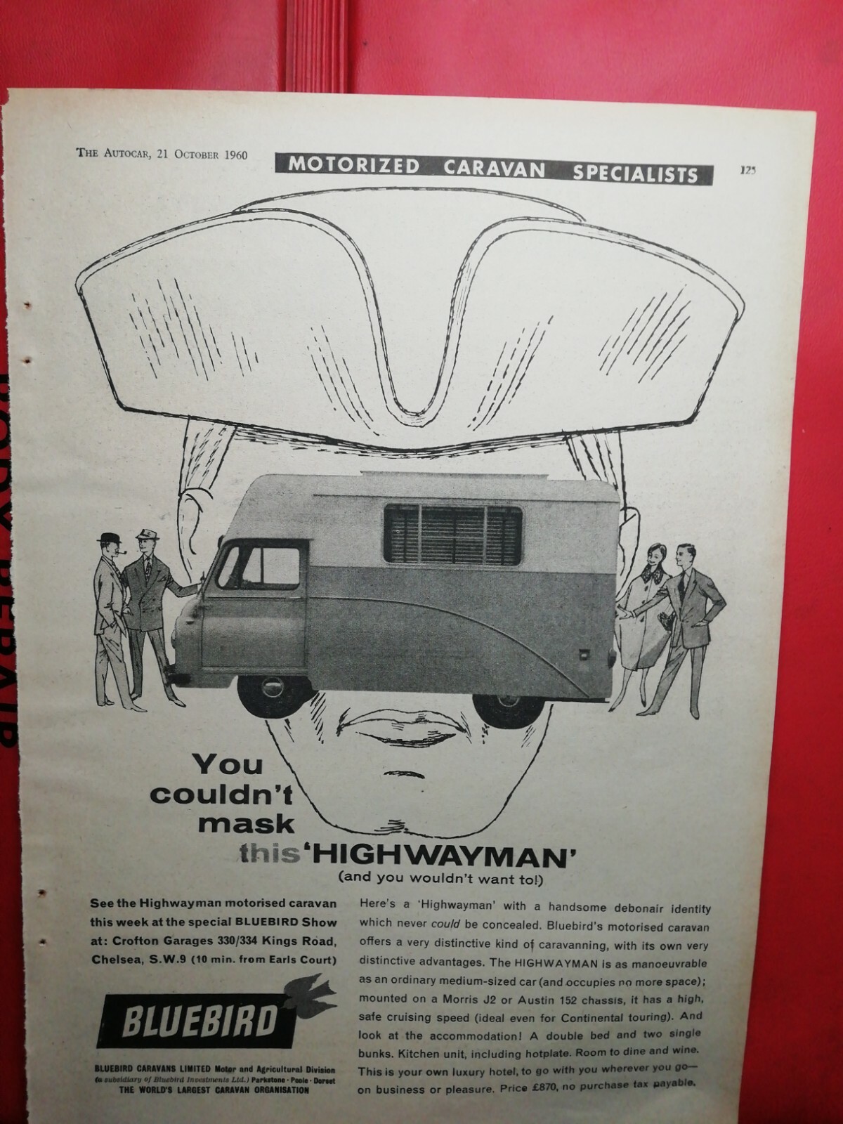 BLUEBIRD COMMER CARAVANETTE CAMPER 1960 Brochure Advert Bedford CA ...