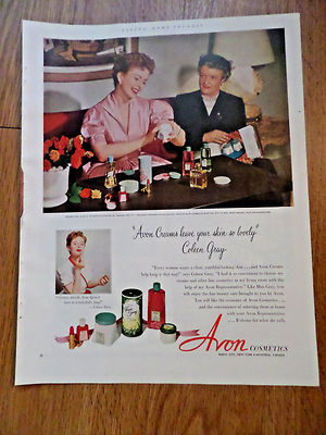 1952 Avon Cosmetics Ad Movie Hollywood Star Coleen Gray & Mary Abrams ...