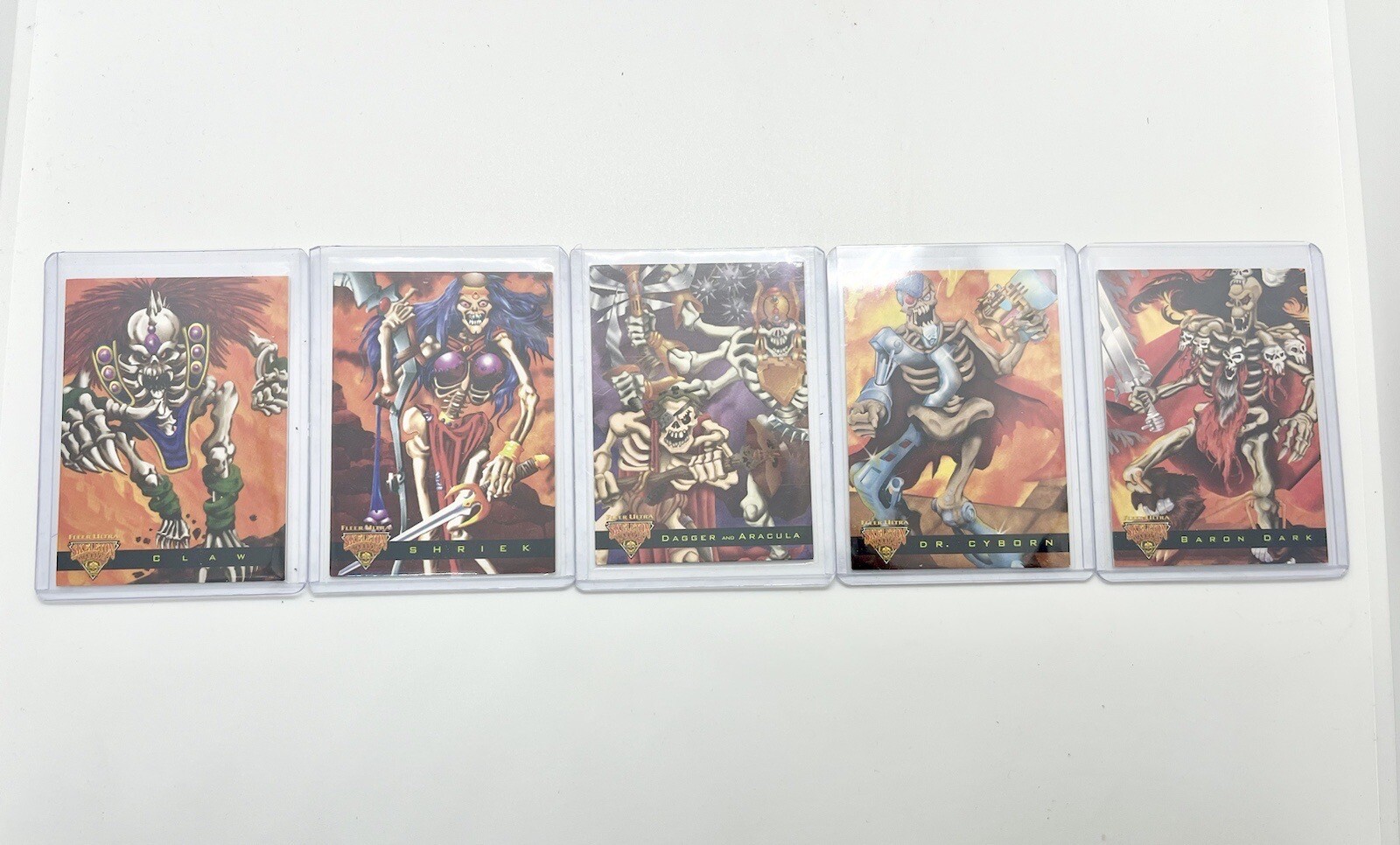 95 Fleer Ultra Skeleton Warriors LumaBone Glow in the Dark 1-5 Soft ...