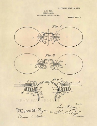 Vintage Eyeglasses Frames US Patent Art Print- Antique Eye Wear Glasses ...