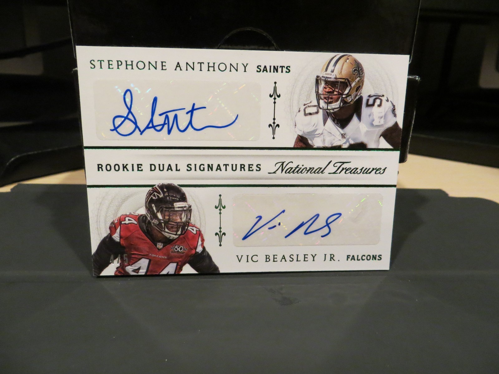 National Treasures Dual Autograph Stephone Anthony Vic Beasley Jr. 4/5 ...