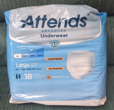 Attends Advanced Underwear Pack of 18 Size Large 44" - 58" #APP0730 ...