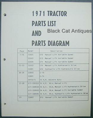 Original Gilson Brothers Illustrated Parts List 1971 Tractors 13 Models ...