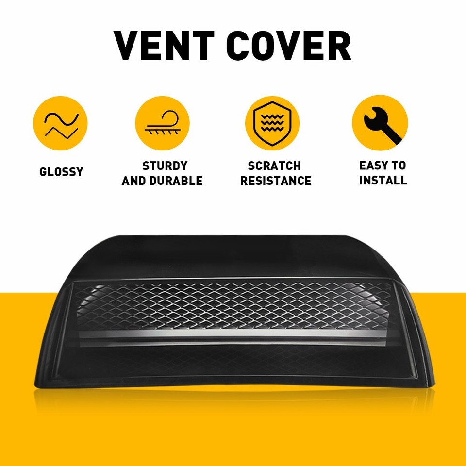 Universal Black Car Decorative Air Flow Intake Hood Scoop Vent Bonnet ...