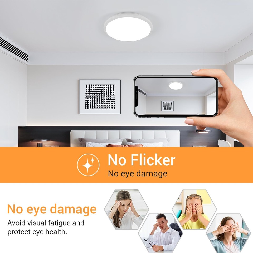 1 Pack 12 Inch LED Flush Mount Ceiling Light, 24W Surface Flat LED ...