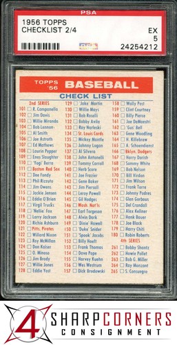 1956 TOPPS BASEBALL CHECKLIST 2/4 PSA 5 | eBay