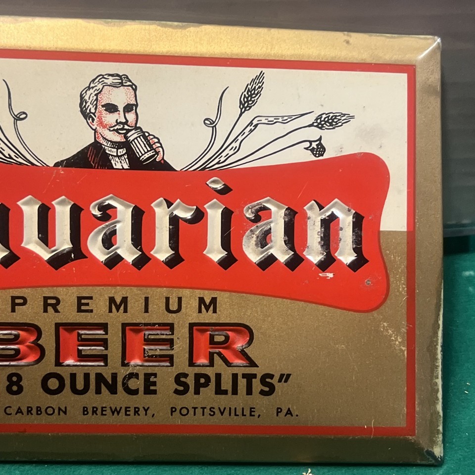 Bavarian Splits Beer Tin Over Cardboard Sign Mount Carbon Brewery ...