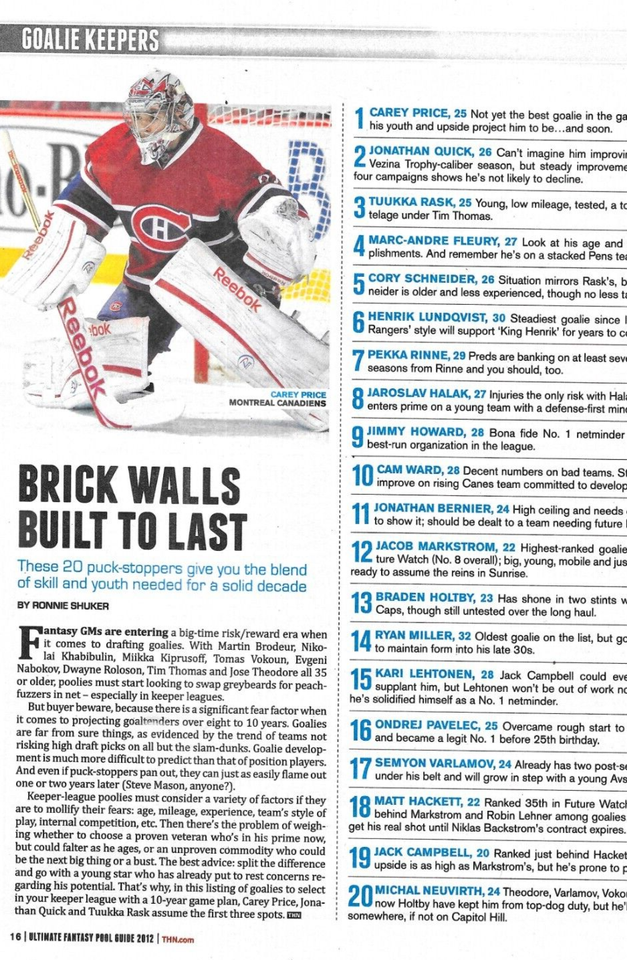 Hockey News Magazine Ultimate Fantasy Pool Guide Sidney Crosby ...