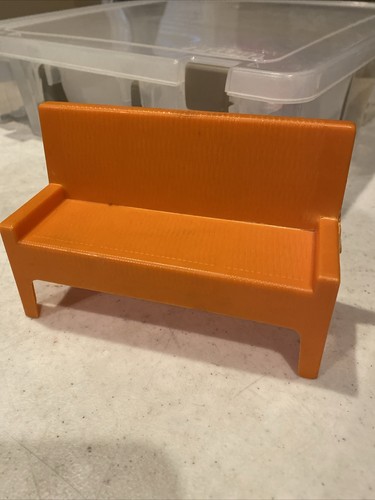 1973 Vtg Barbie Townhouse Doll Orange Plastic Couch/ Bench Mattel ...