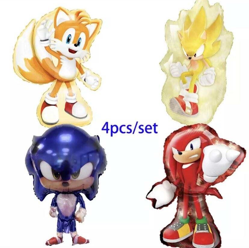 SONIC FOIL BALLOONS for Birthday Party Large 4 piece set Knuckles Tails ...