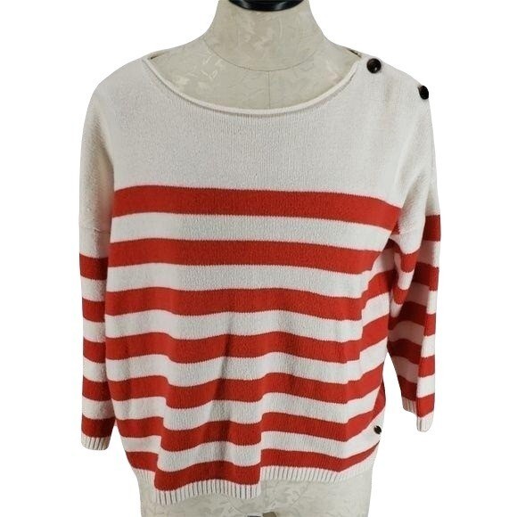 H&M Label of Graded Goods red white striped small quarter sleeveSweater ...