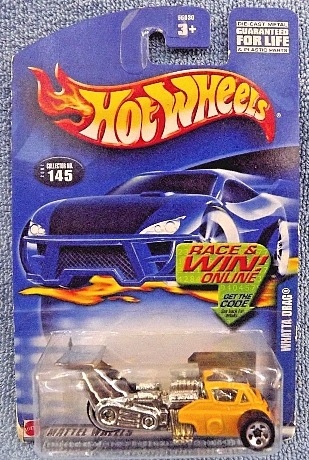 2002 Hot Wheels Mainline/Collector #145 WHATTA DRAG Yellow w/5 Spokes ...