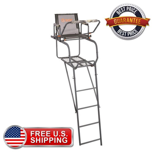 15.5' Tall Ladder Tree Stand with Mesh Seat Adjustable Rail Hunting ...