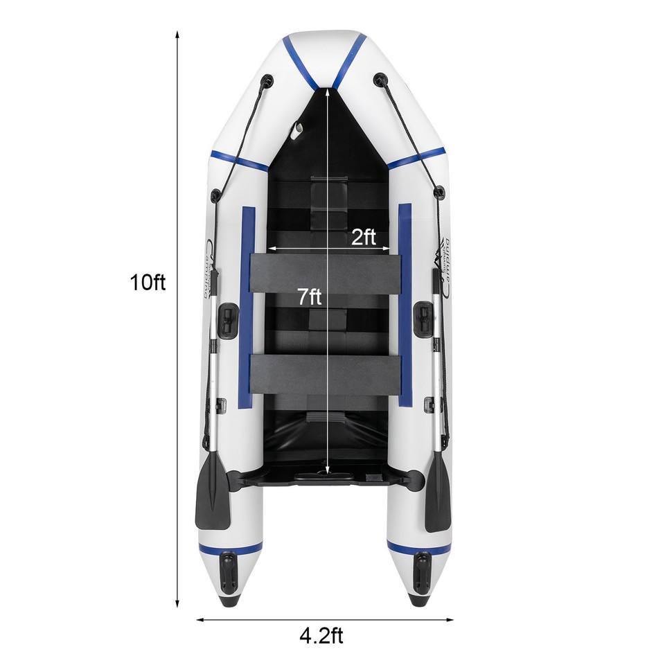 10ft Inflatable Fishing Boat Raft Dinghy Pontoon with Foot Pump Paddles ...