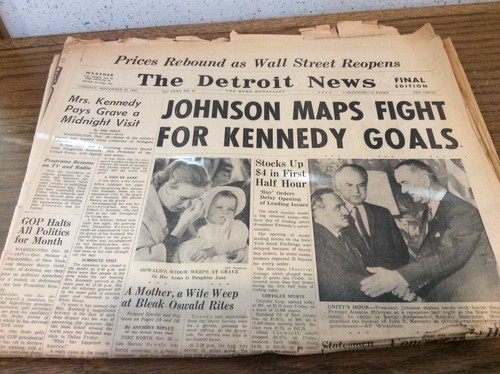 Detroit News November 26 1963 Johnson Maps Kennedy Fight | eBay