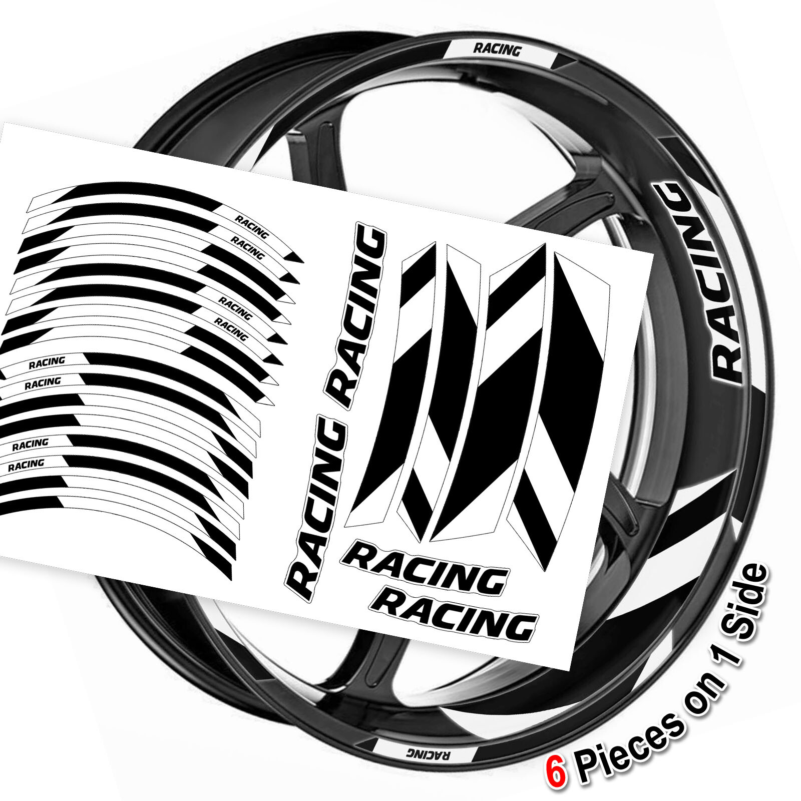 White 17 inch Wheel Rim Sticker GP06 For Kawasaki Z900 17-21 20 19 18 ...