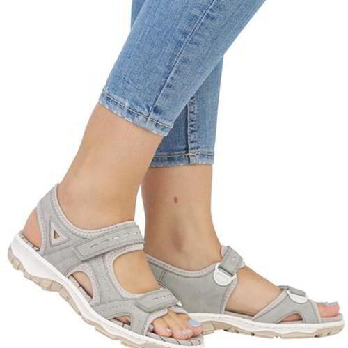 Rieker Womens Ladies 68866 Grey Adjustable Comfort Walking Sandals Size ...