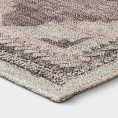 2'x7' Washable Runner Cromwell Printed Style Rug Tan - Threshold | eBay