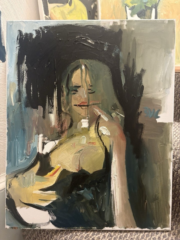 Female Portrait Gothic Cubism Oil Painting On 16”x20” Canvas Original ...