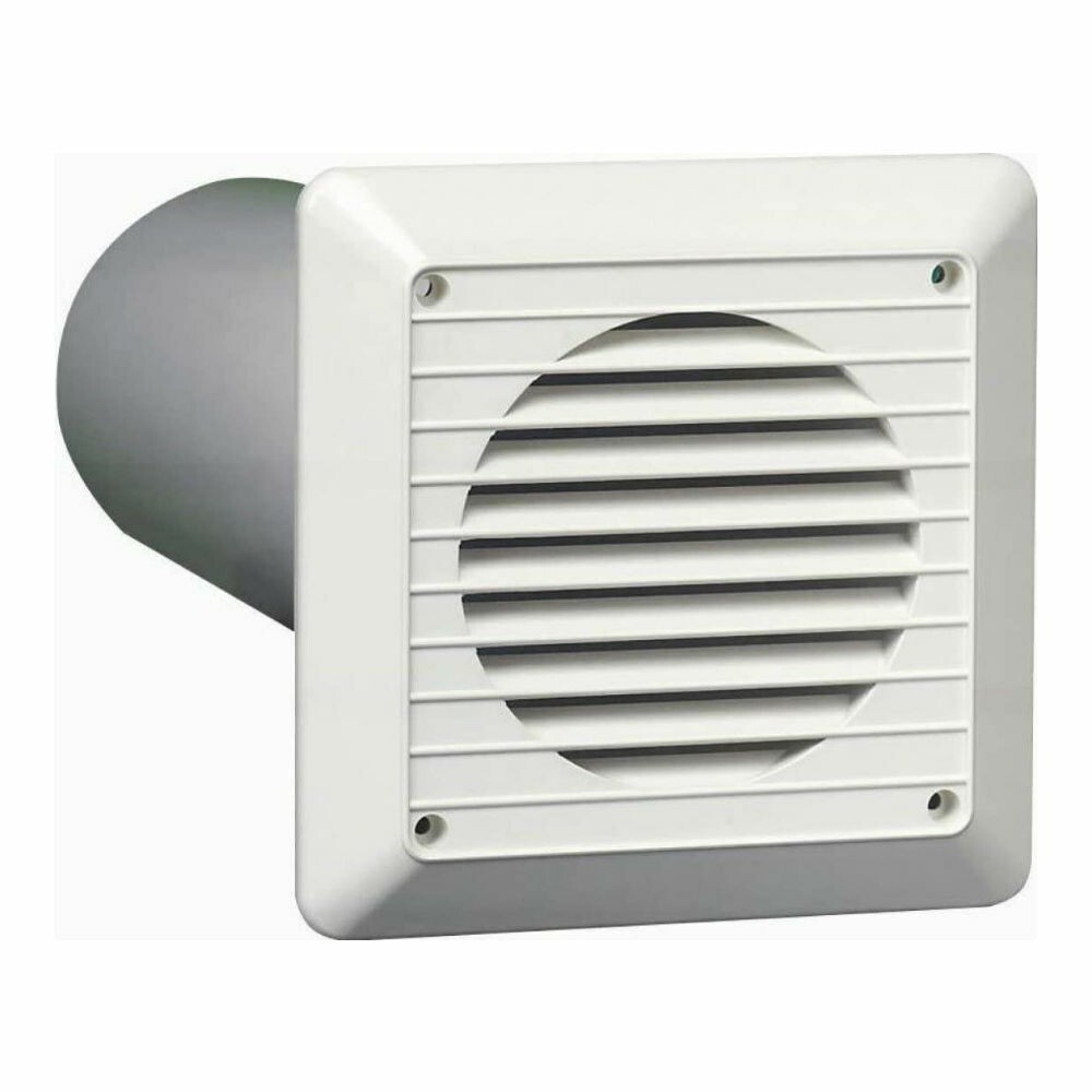 Through Wall Kit for Extractor Fan 4" 100mm Solid Tube Ducting + White ...